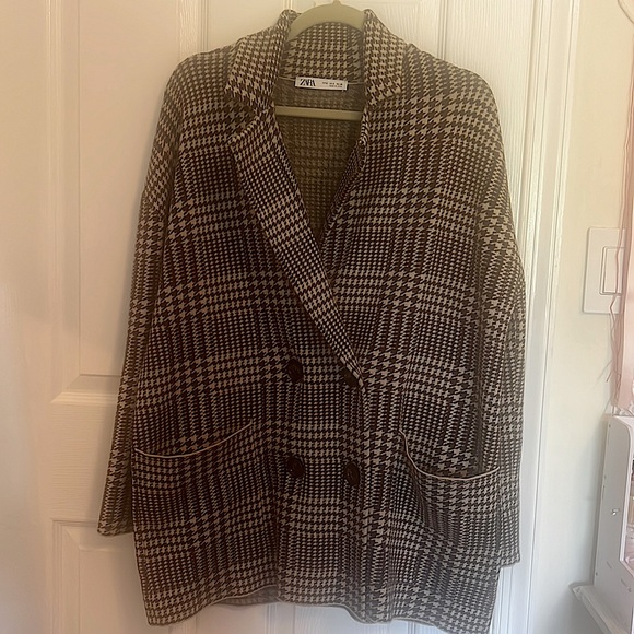 Zara | Jackets & Coats | Zara Houndstooth Jacket | Poshmark